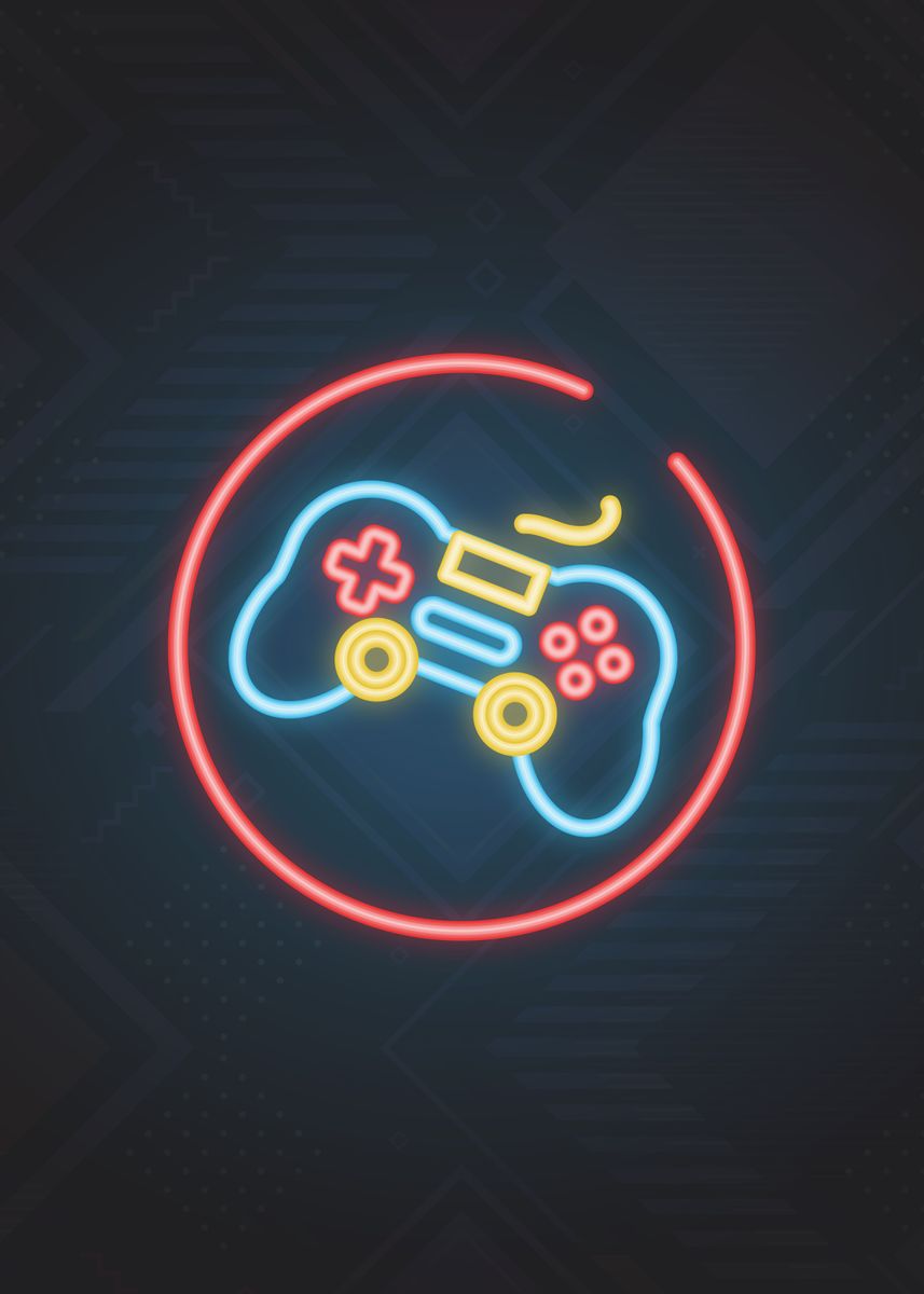 'Video Game Neon Sign Set 3' Poster, picture, metal print, paint by ...