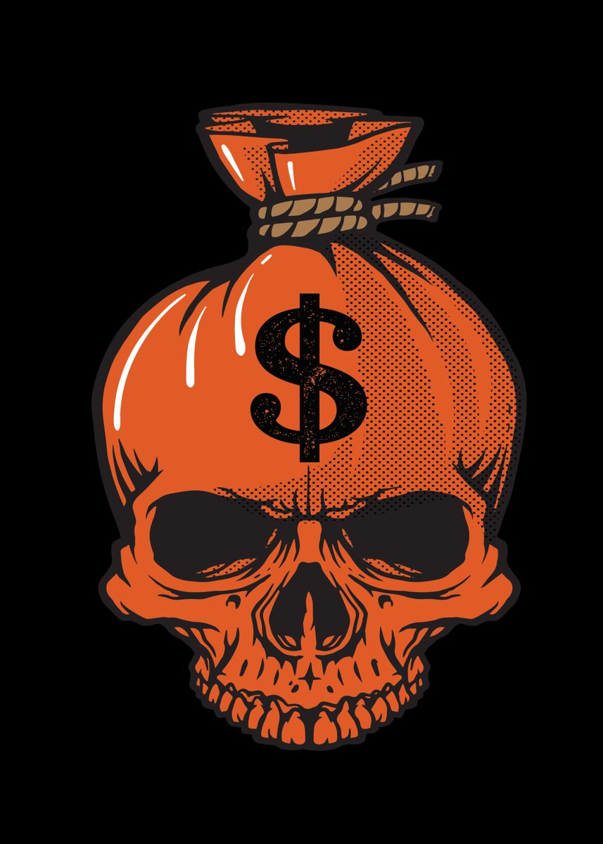 'Skull Money' Poster, picture, metal print, paint by ZS C O M M E R C E ...