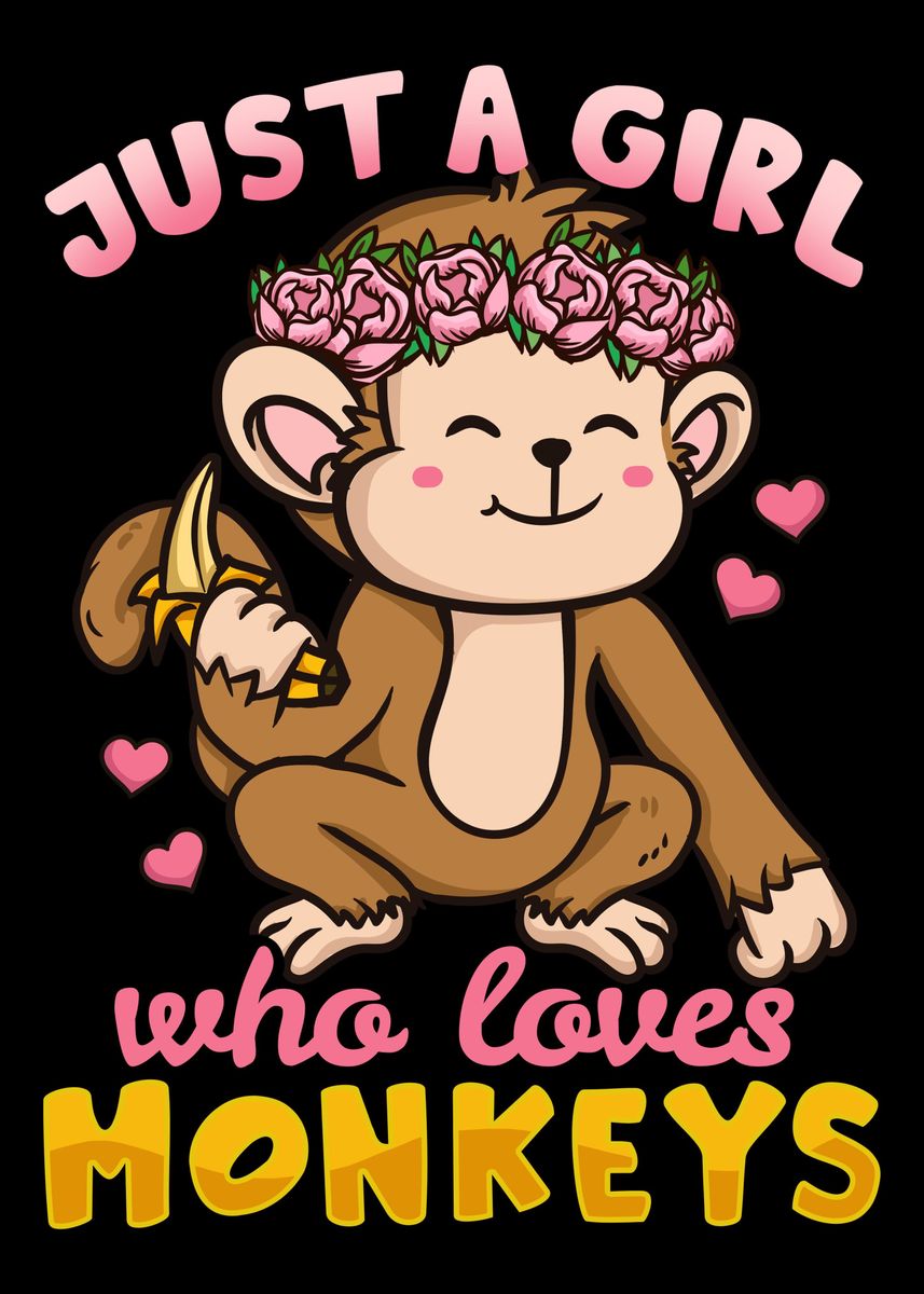 'Monkey Lover' Poster, picture, metal print, paint by BLVCKPLATE | Displate