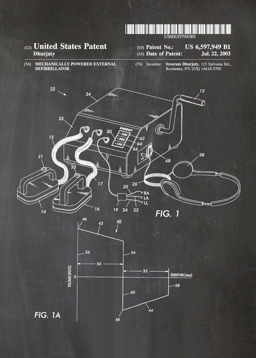 '31 Defibrillator Patent P' Poster, picture, metal print, paint by ...