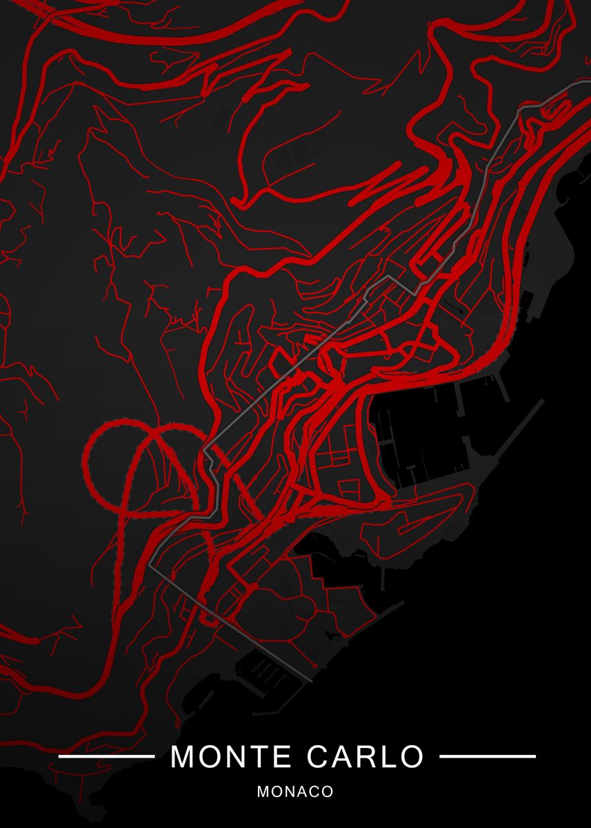 'City Map Of Monte Carlo' Poster, picture, metal print, paint by Lazy ...