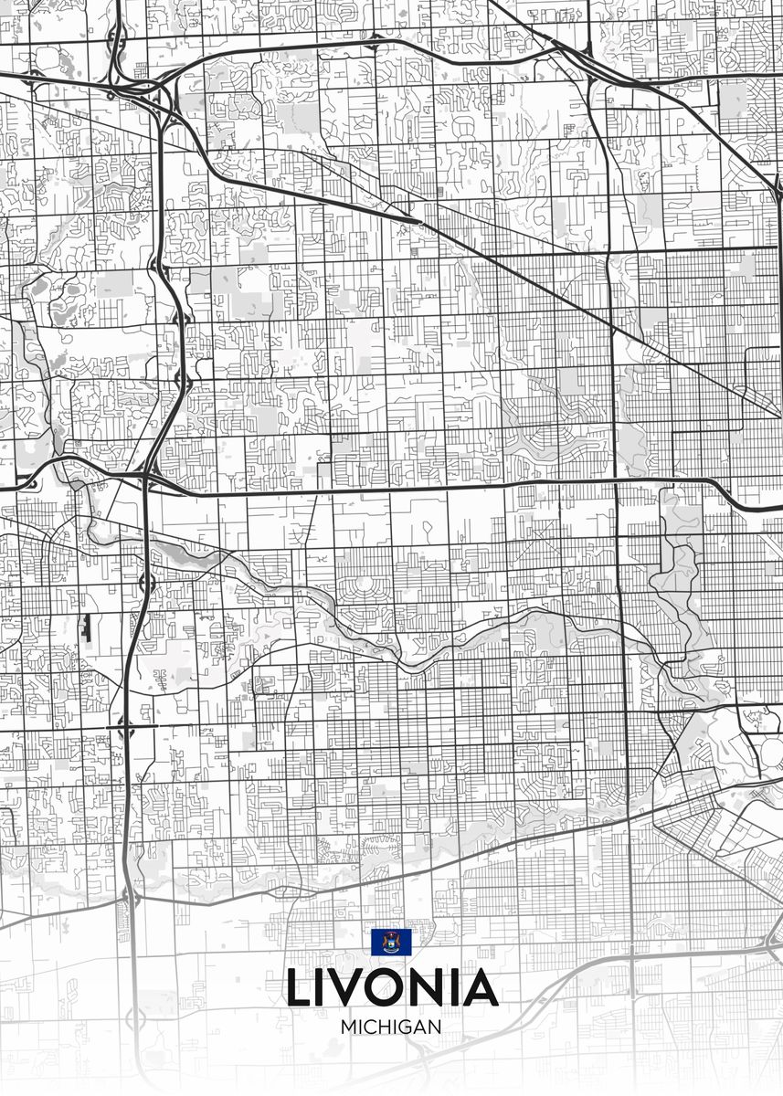 'Livonia MI' Poster, picture, metal print, paint by IMR Designs | Displate