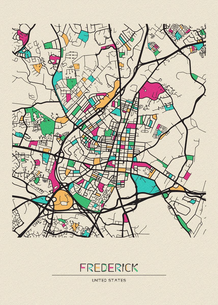 'Frederick Map' Poster by Deniz A. | Displate