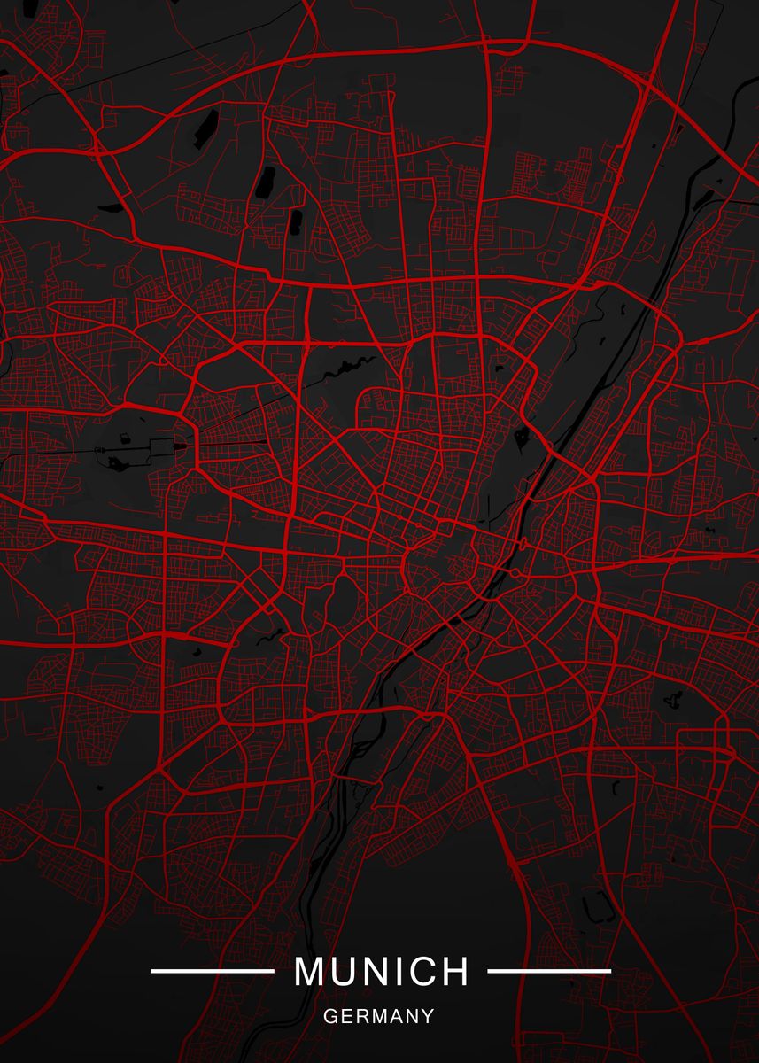 'City Map Of Munich' Poster, picture, metal print, paint by Lazy Man ...