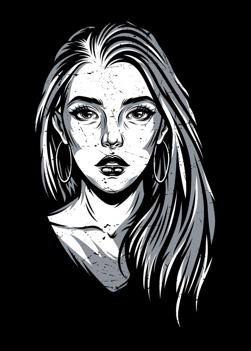 'Pretty Girl' Poster, picture, metal print, paint by John DonJoe | Displate