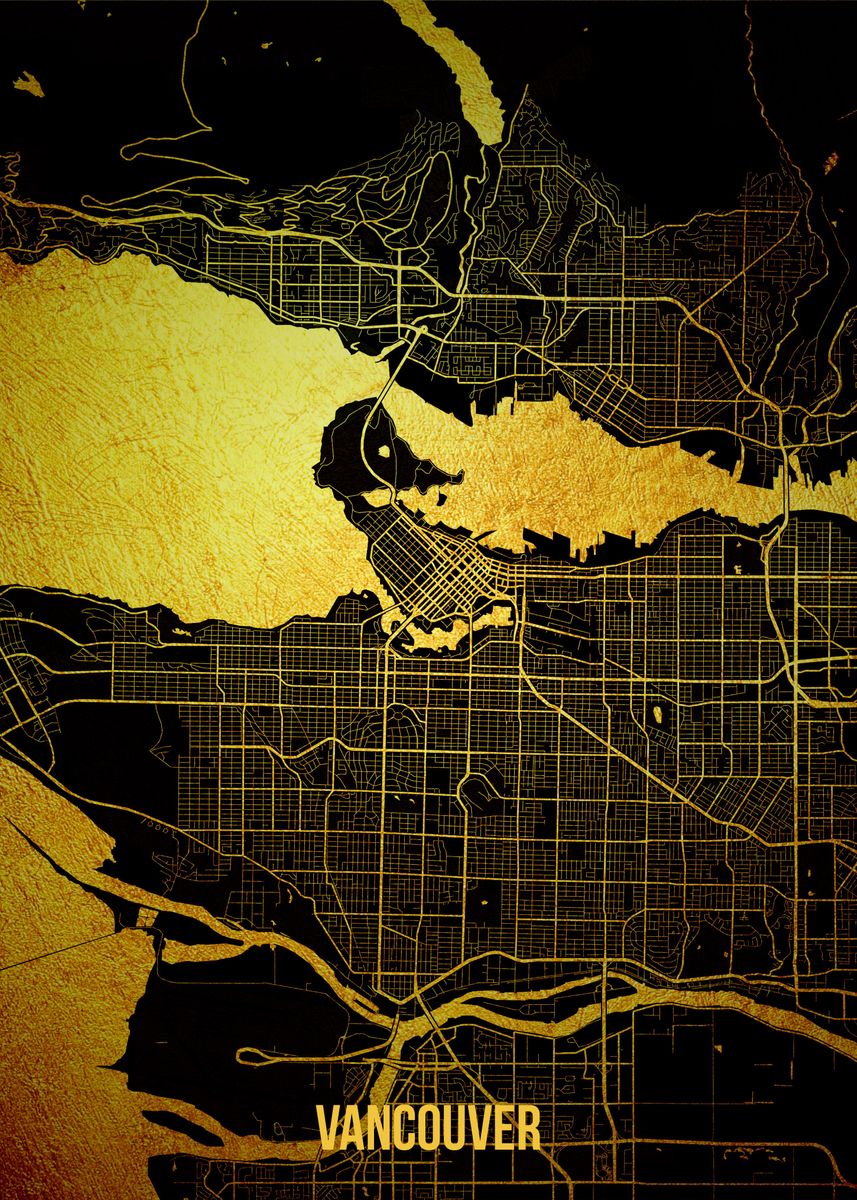 'Vancouver gold map' Poster, picture, metal print, paint by LUNGHISTE ...