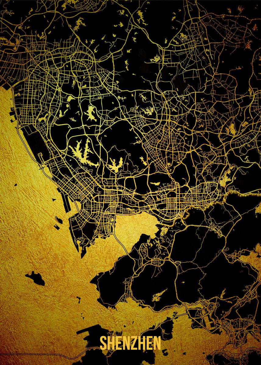 'Shenzhen gold map' Poster, picture, metal print, paint by Stefano ...