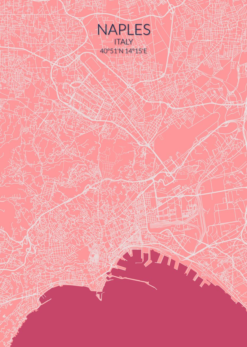 'Naples Pink Rose Map' Poster, picture, metal print, paint by dkDesign ...