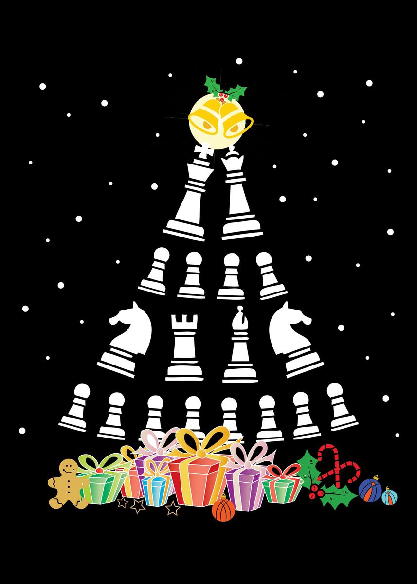 'Chess Player Christmas' Poster, picture, metal print, paint by ...