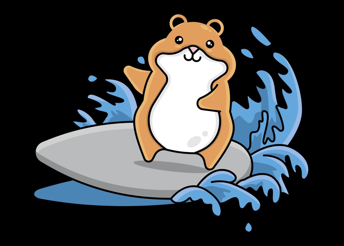 'Hamster Surfing' Poster by Happymerch GmbH | Displate