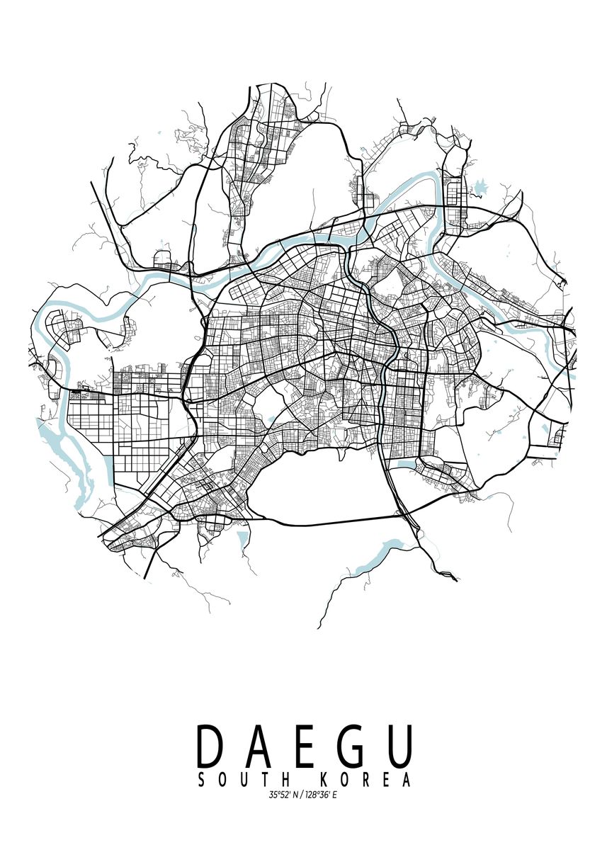 'Daegu City Map Circle' Poster, picture, metal print, paint by deMAP ...