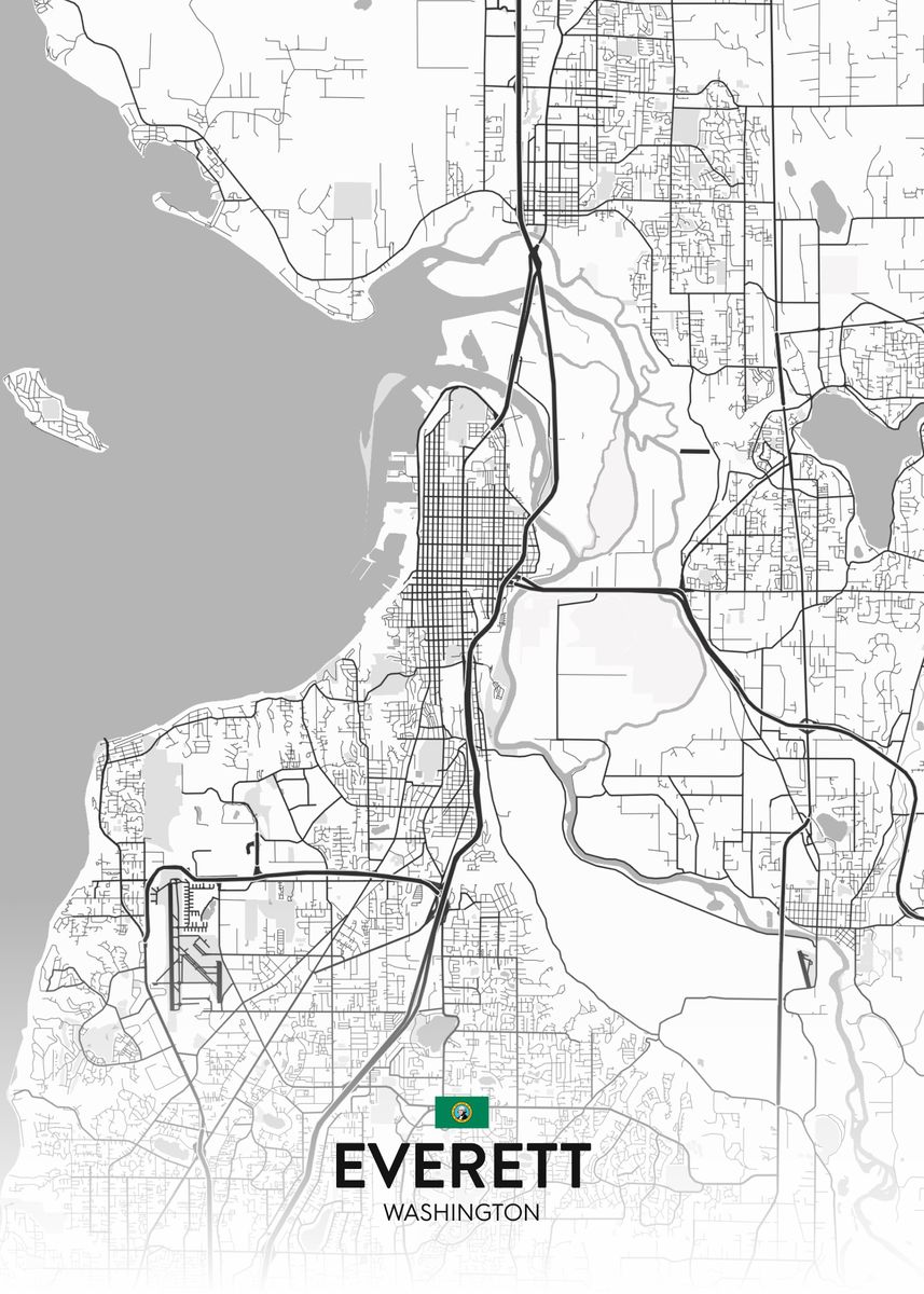 'Everett WA' Poster, picture, metal print, paint by IMR Designs | Displate