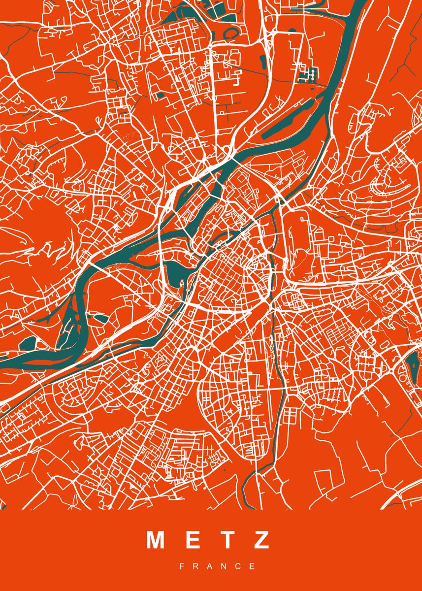 'METZ map France Tomato' Poster, picture, metal print, paint by ...