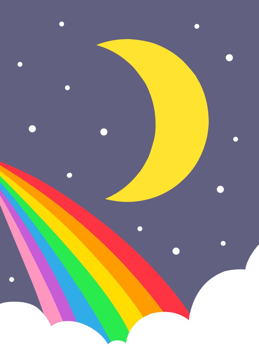 'Moon rainbow' Poster, picture, metal print, paint by Yahya Art | Displate