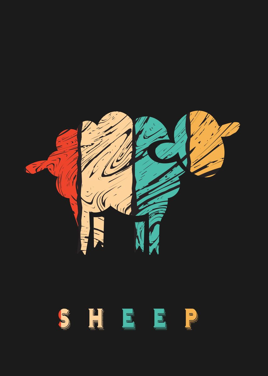 'Sheep ' Poster, picture, metal print, paint by Cosima | Displate