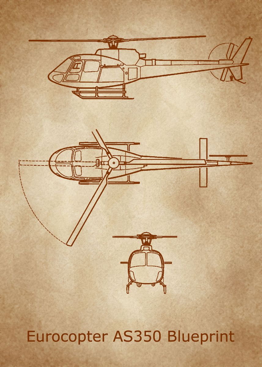 'Eurocopter AS350 old' Poster, picture, metal print, paint by The ...