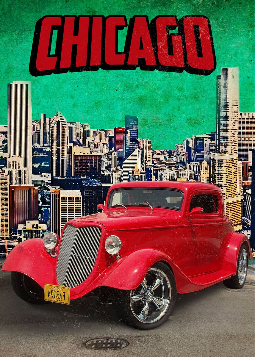 'Chicago' Poster, picture, metal print, paint by Clumsy Artist | Displate