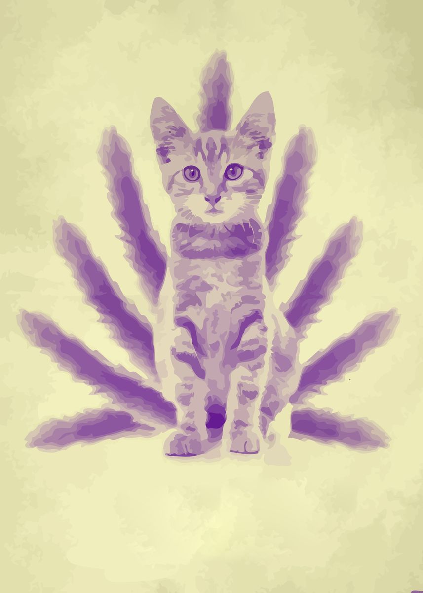 'Cat kitsune' Poster, picture, metal print, paint by aliceq Animal ...