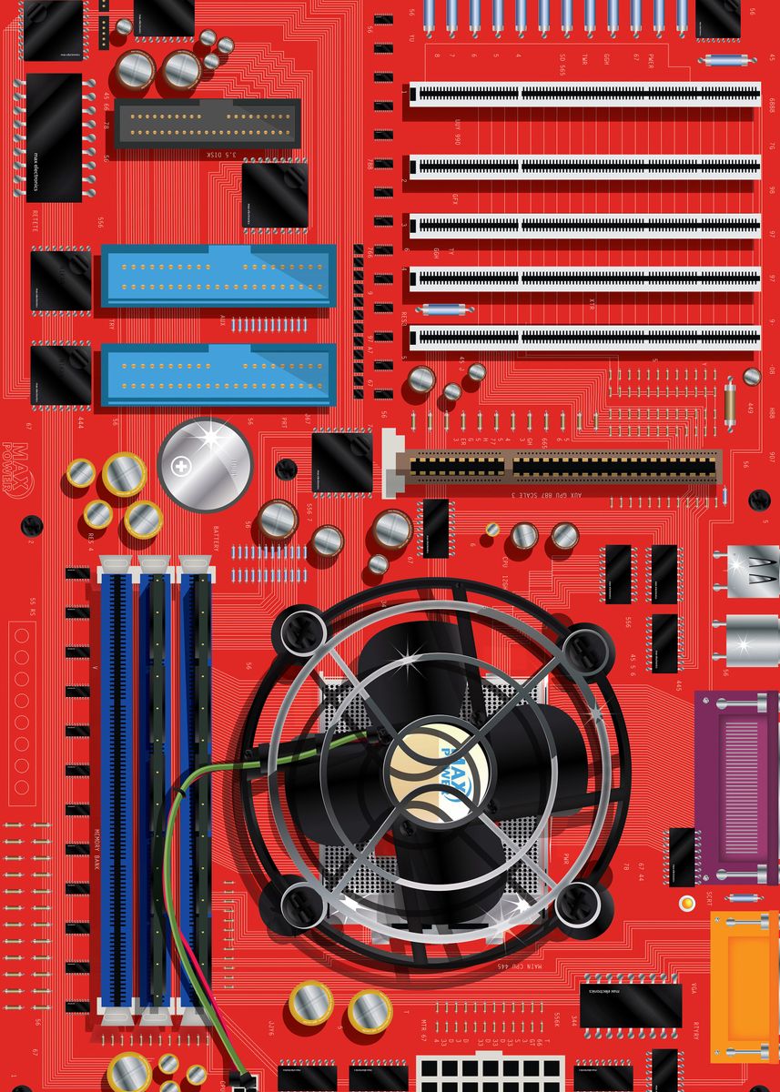 'Computer Motherboard' Poster, picture, metal print, paint by David ...