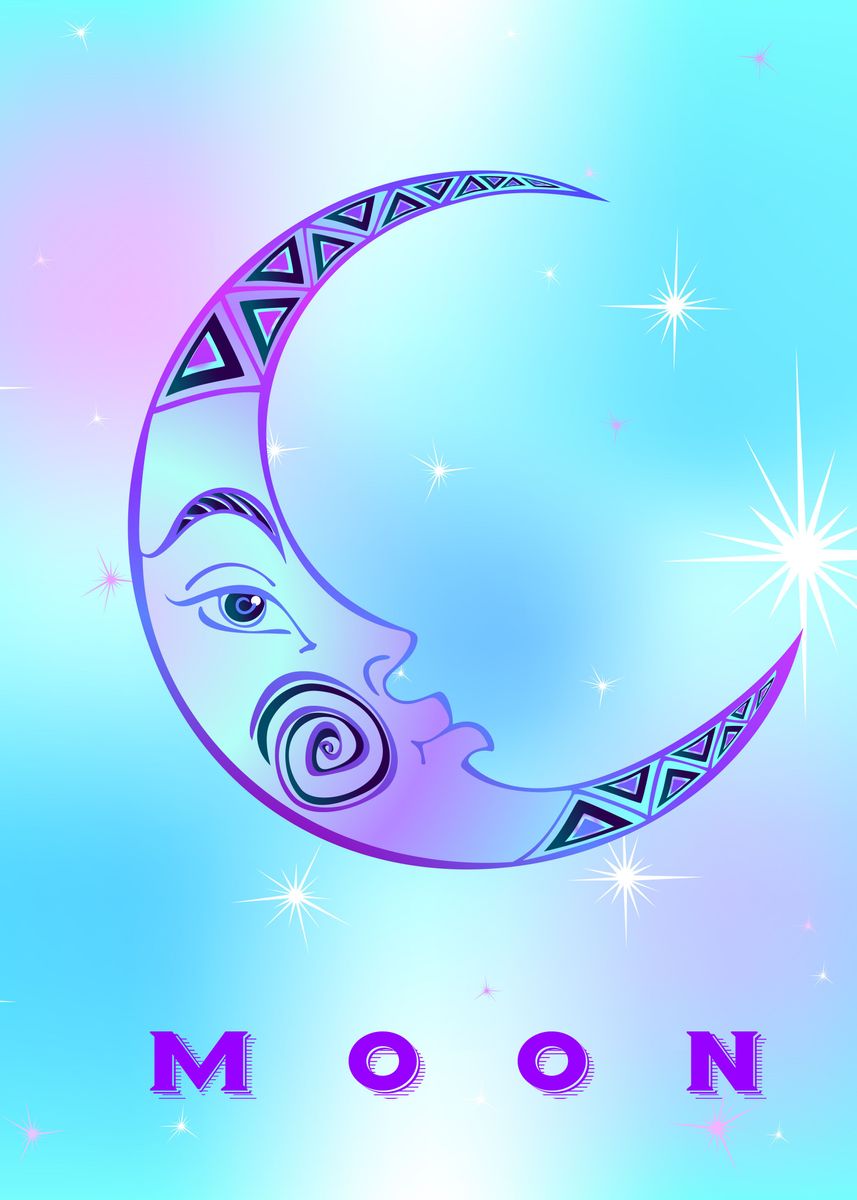 'Moon ' Poster, picture, metal print, paint by Drusilla | Displate