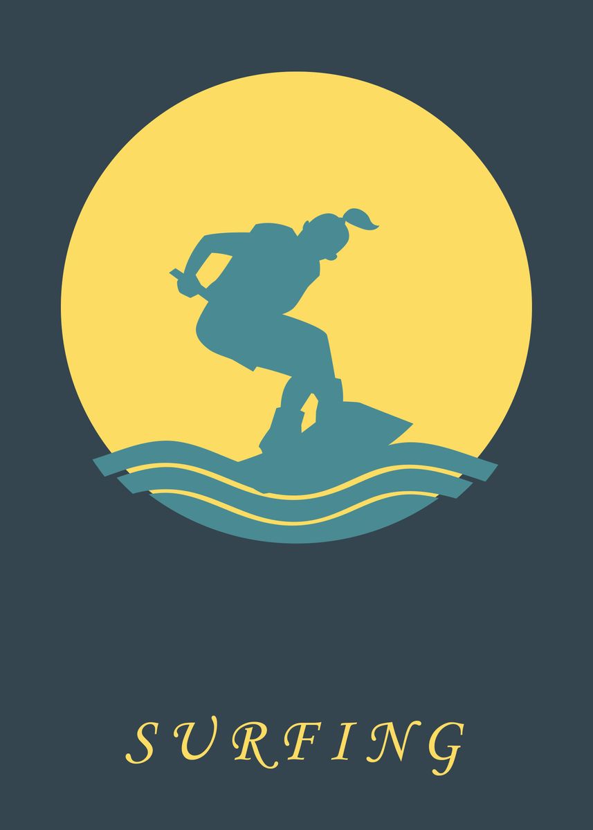 'Surfing ' Poster, picture, metal print, paint by Ana Calvert | Displate