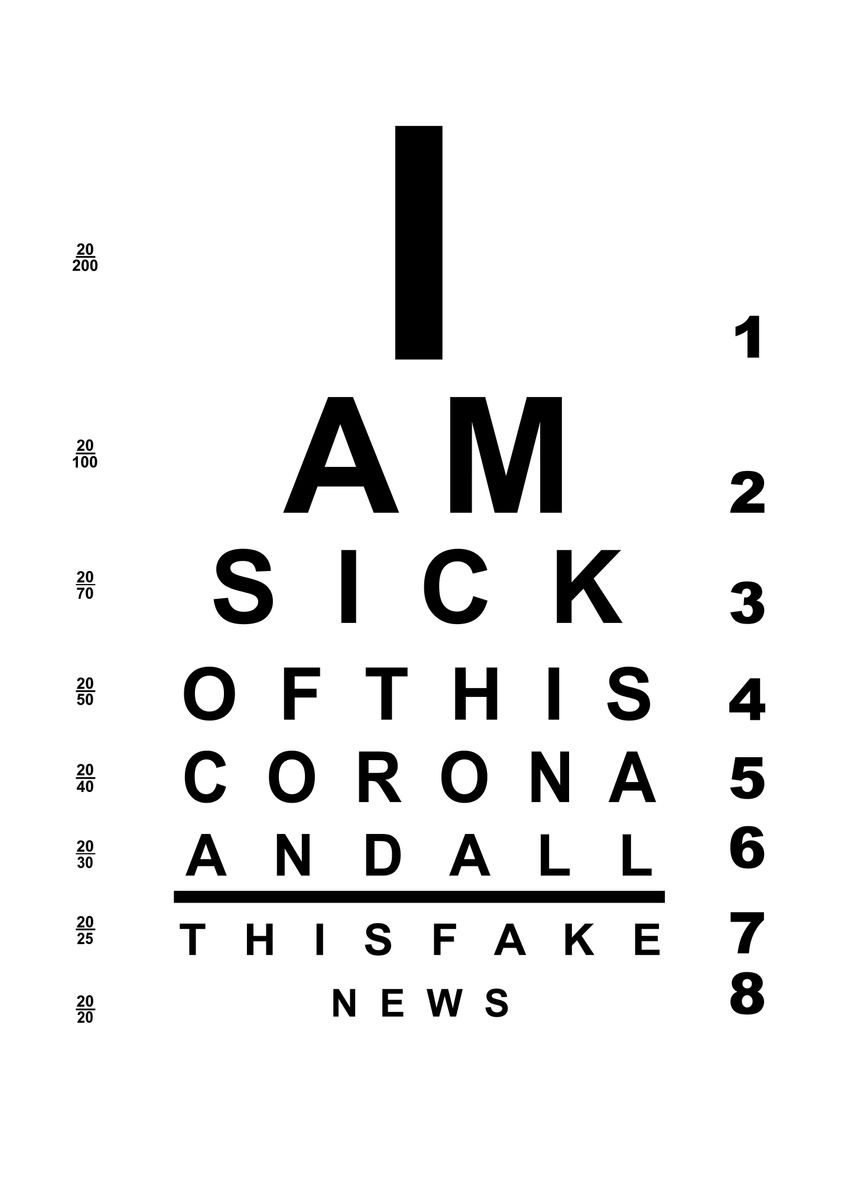 'Corona eye chart' Poster, picture, metal print, paint by HomeStead ...