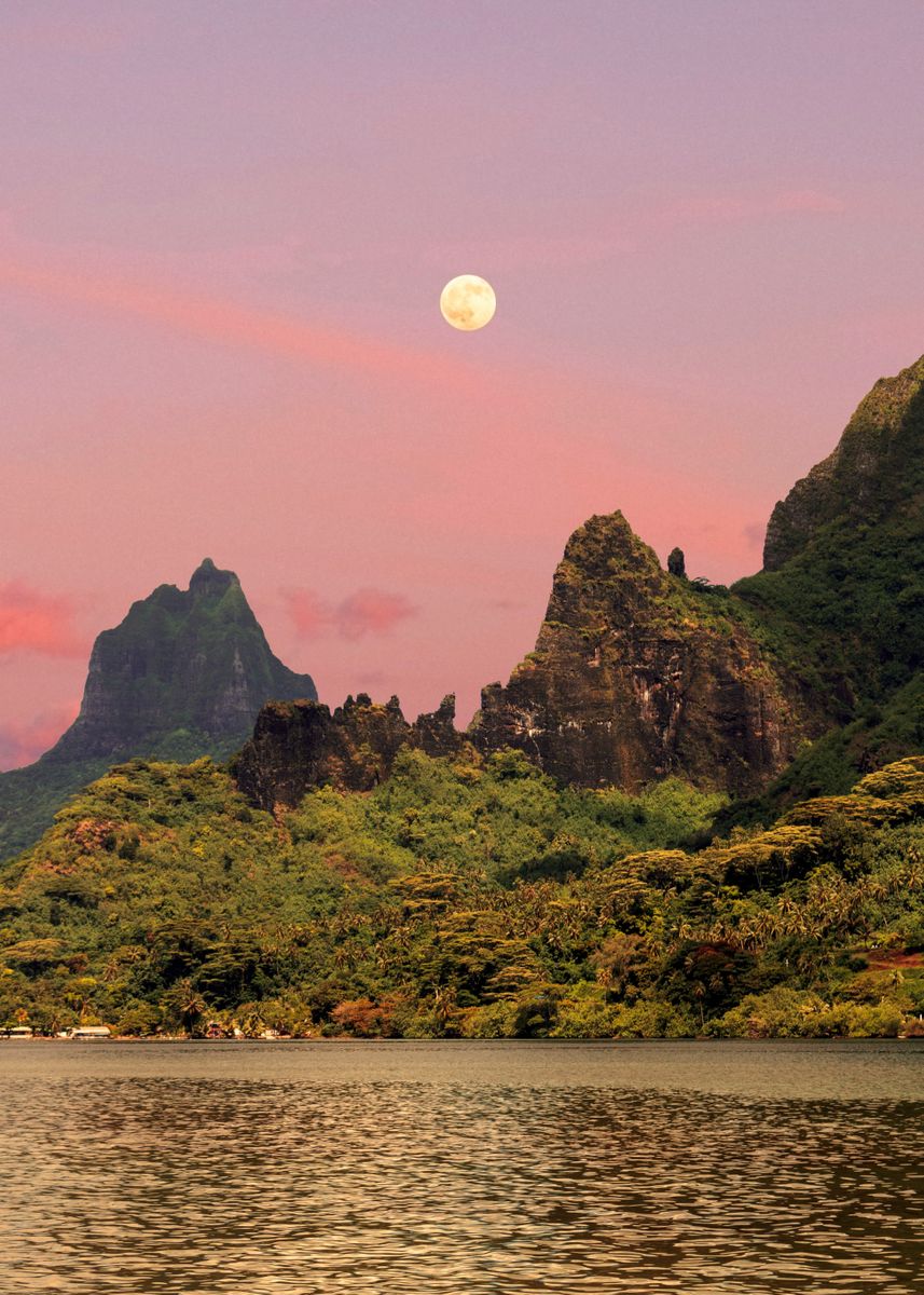 ' Full Moon in Cook Bay' Poster, picture, metal print, paint by ...