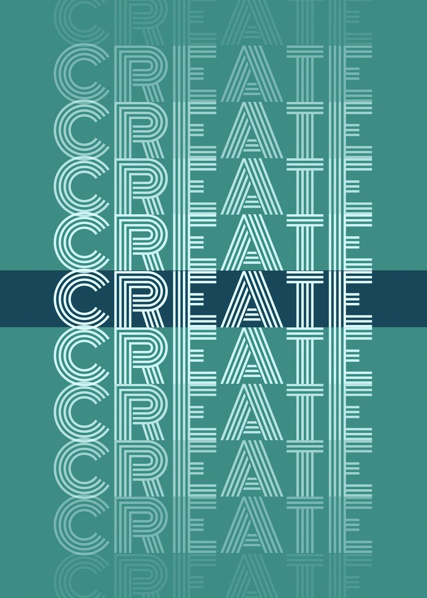 'Positive Word Create' Poster, picture, metal print, paint by ...