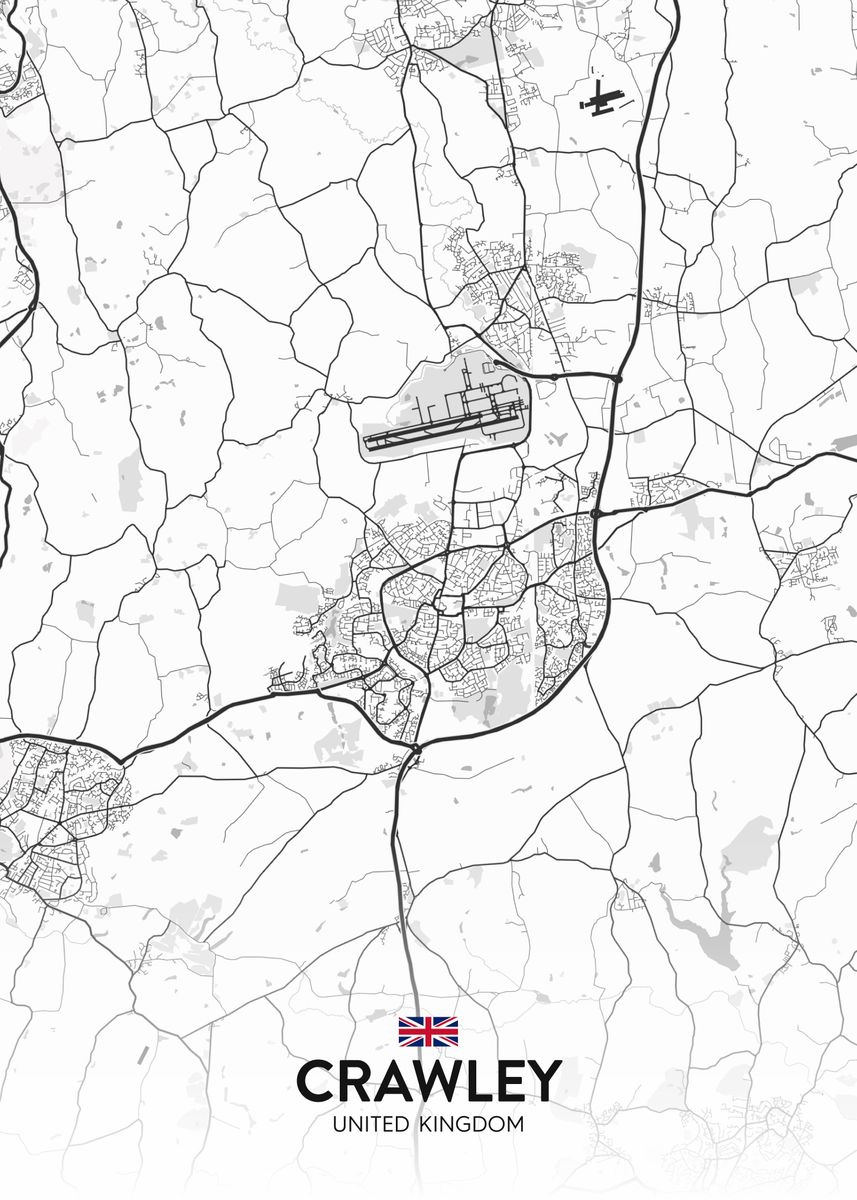 'Crawley UK' Poster, picture, metal print, paint by IMR Designs | Displate