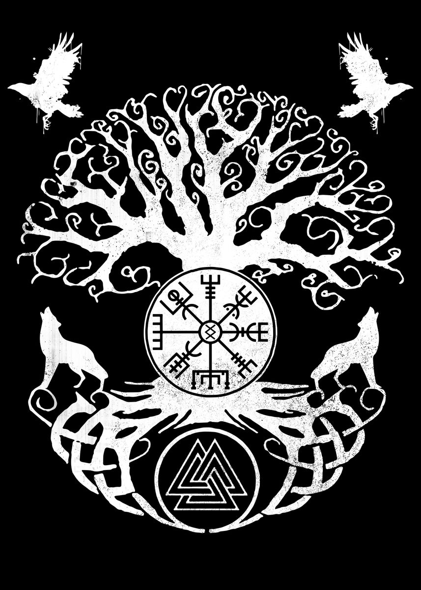 Tree Of Life Vikings Myth Poster Picture Metal Print Paint By