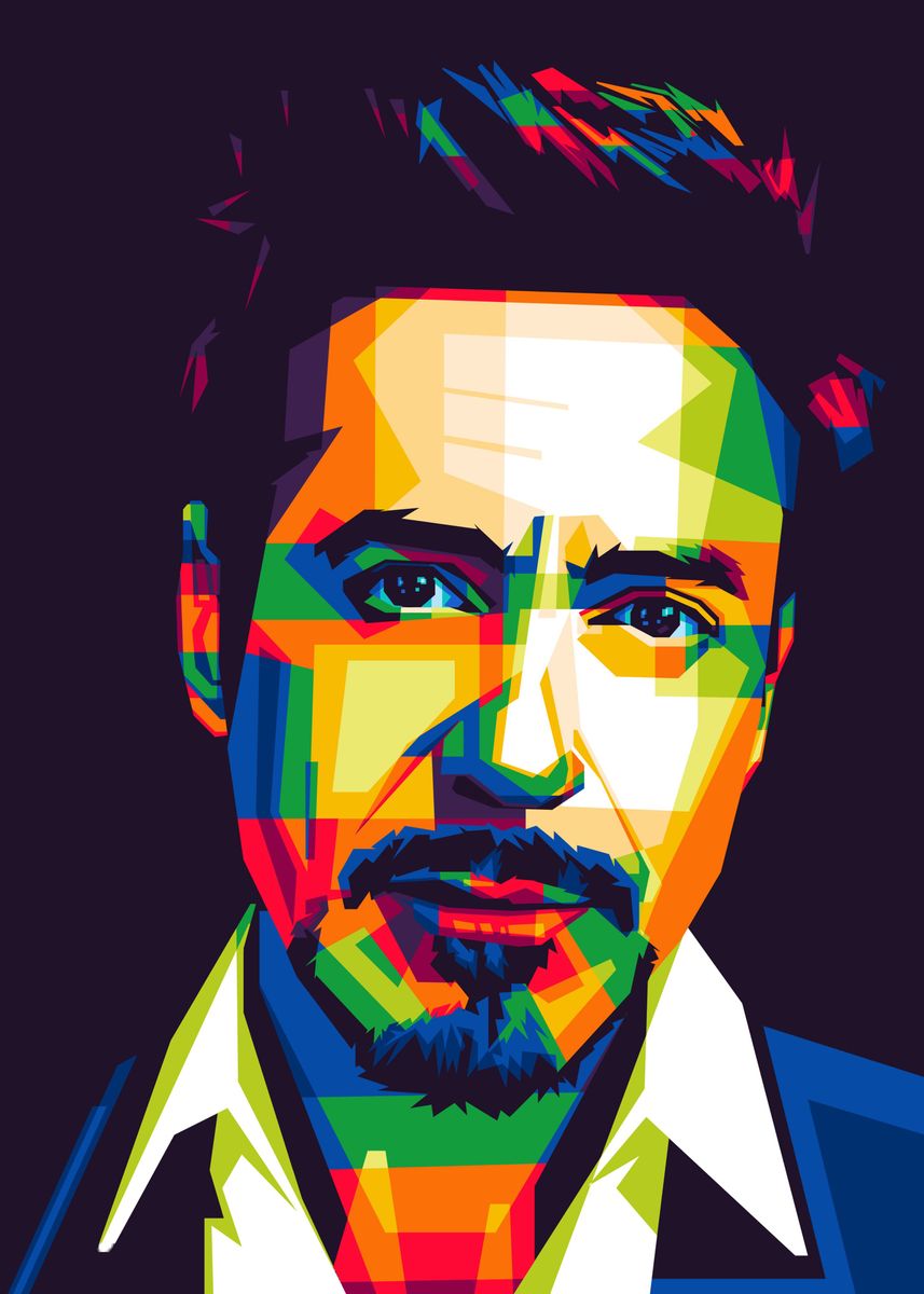 'Robert Downey Jr in WPAP' Poster, picture, metal print, paint by Kiki ...