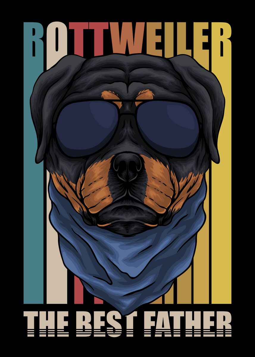 'The Rottweiler father ' Poster, picture, metal print, paint by Instart ...