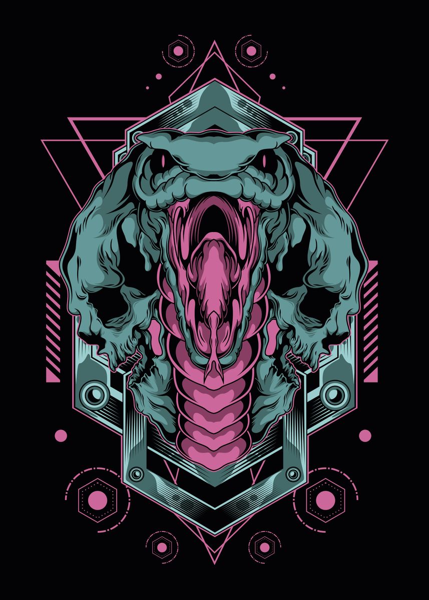 'Monster Cobra' Poster, picture, metal print, paint by Sam Kal | Displate