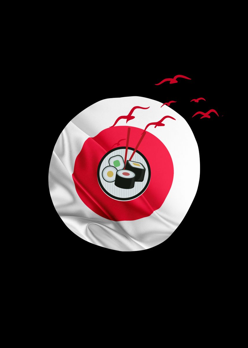 'Japanese Flag Food Love' Poster, picture, metal print, paint by Lukes ...