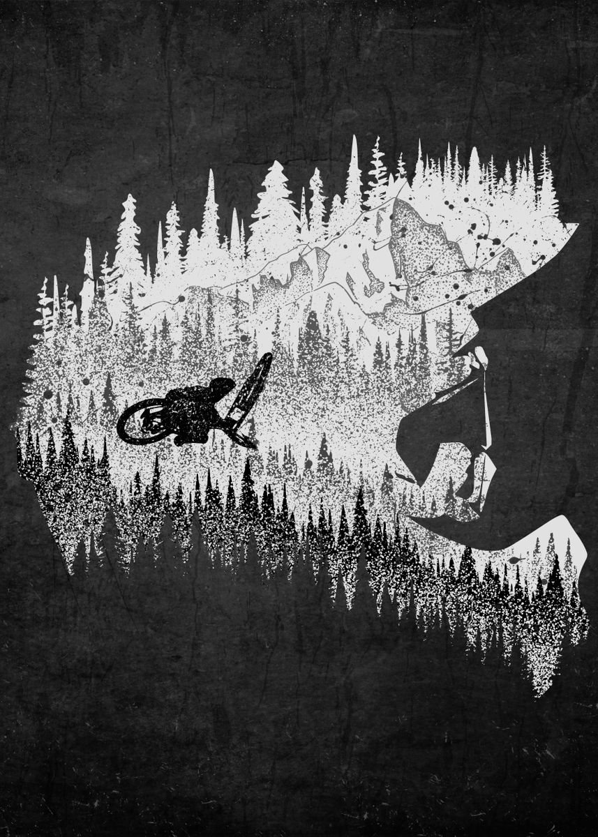 'Fullface MTB' Poster, picture, metal print, paint by Ilya Danilov ...