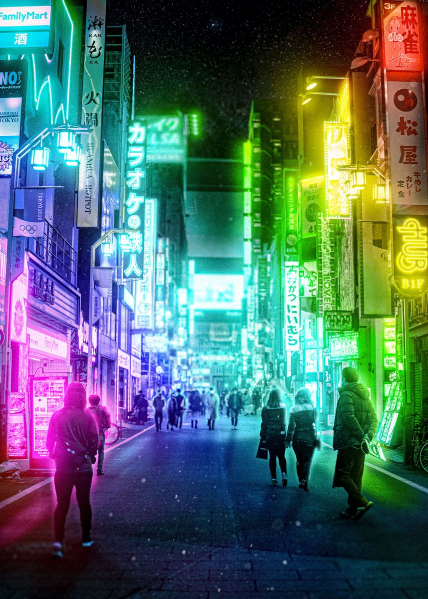 'Cyber Tokyo' Poster, picture, metal print, paint by Milos | Displate