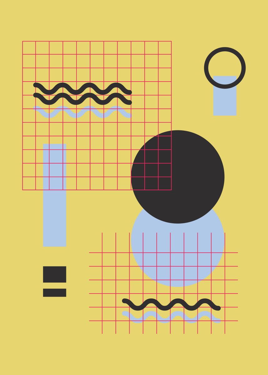 'ABSTRACT WAVES GRID' Poster, picture, metal print, paint by ...