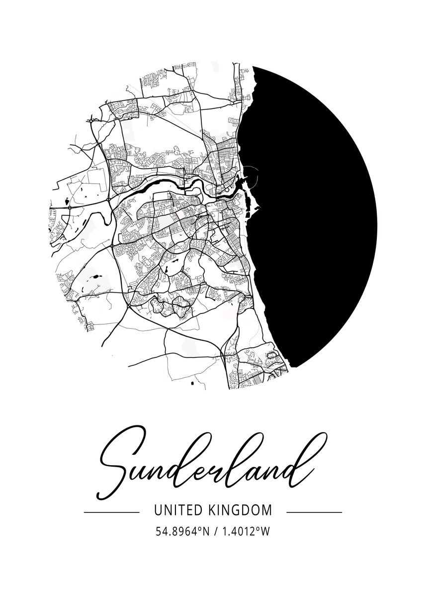 'Sunderland UK Map' Poster by jodotodesign | Displate