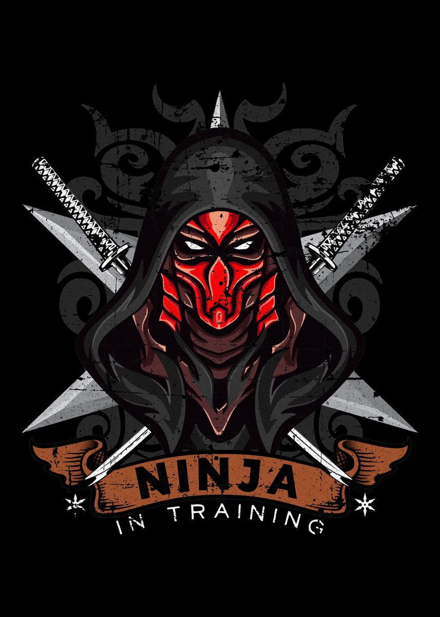 'Ninja gift' Poster, picture, metal print, paint by Stefanie Herrmann ...