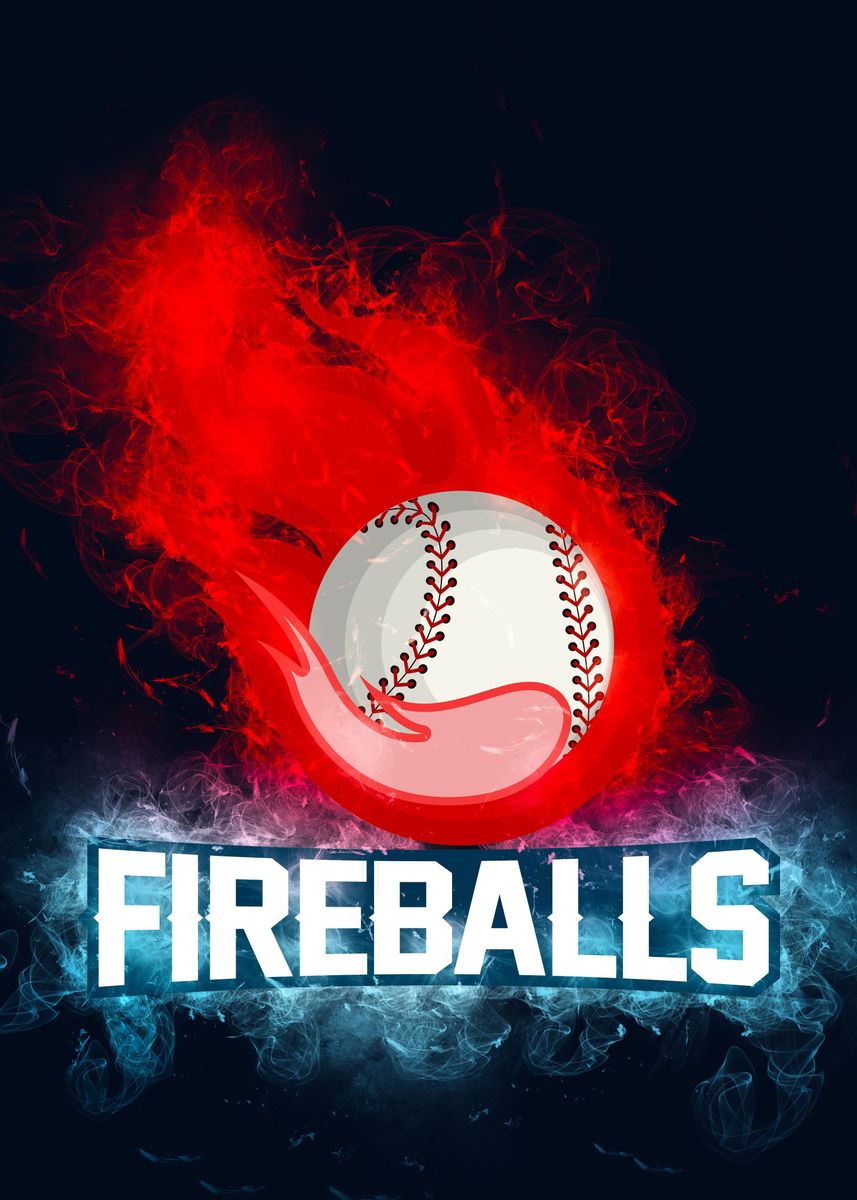'flame baseball softball ' Poster, picture, metal print, paint by ...