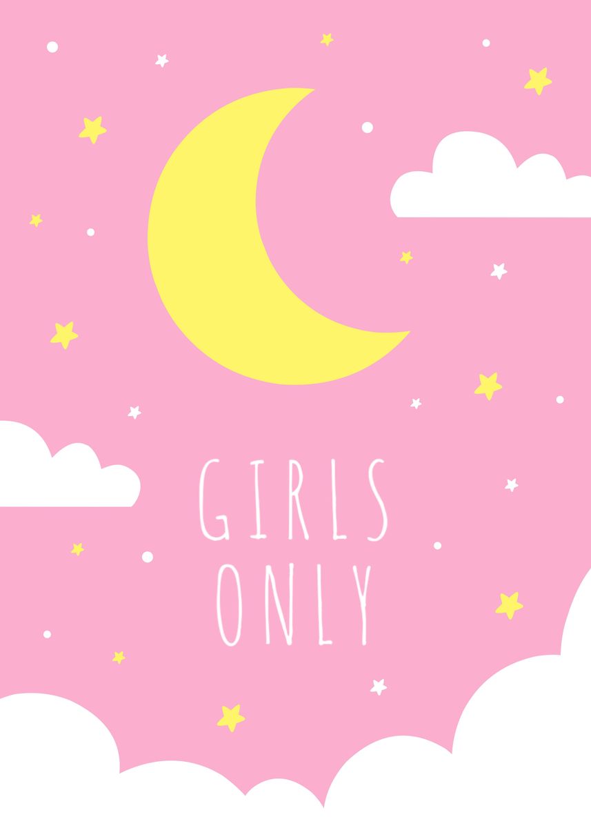 'Moon girls only' Poster, picture, metal print, paint by Yahya Art ...