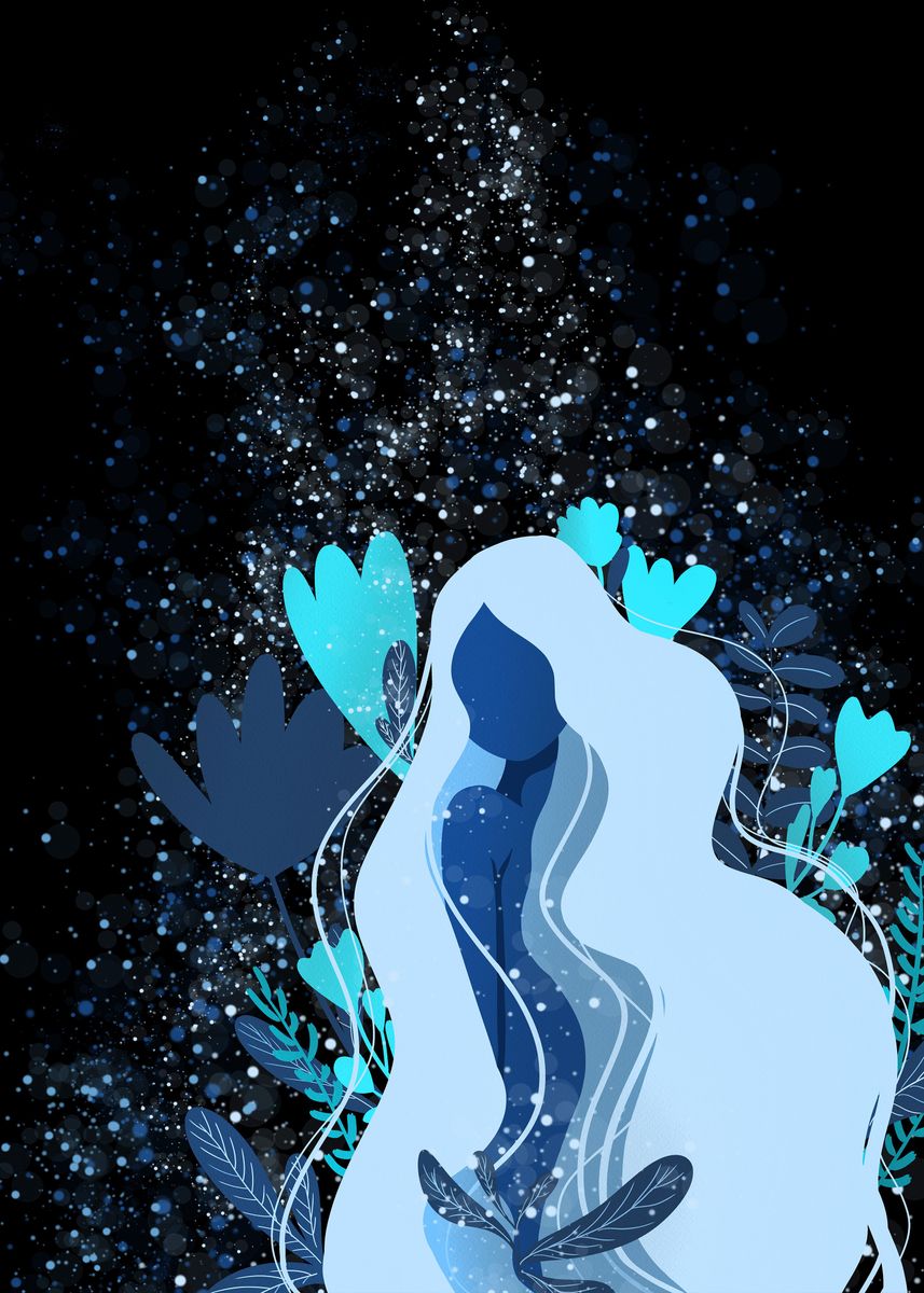 'Magical blue lady' Poster, picture, metal print, paint by Gush Art ...