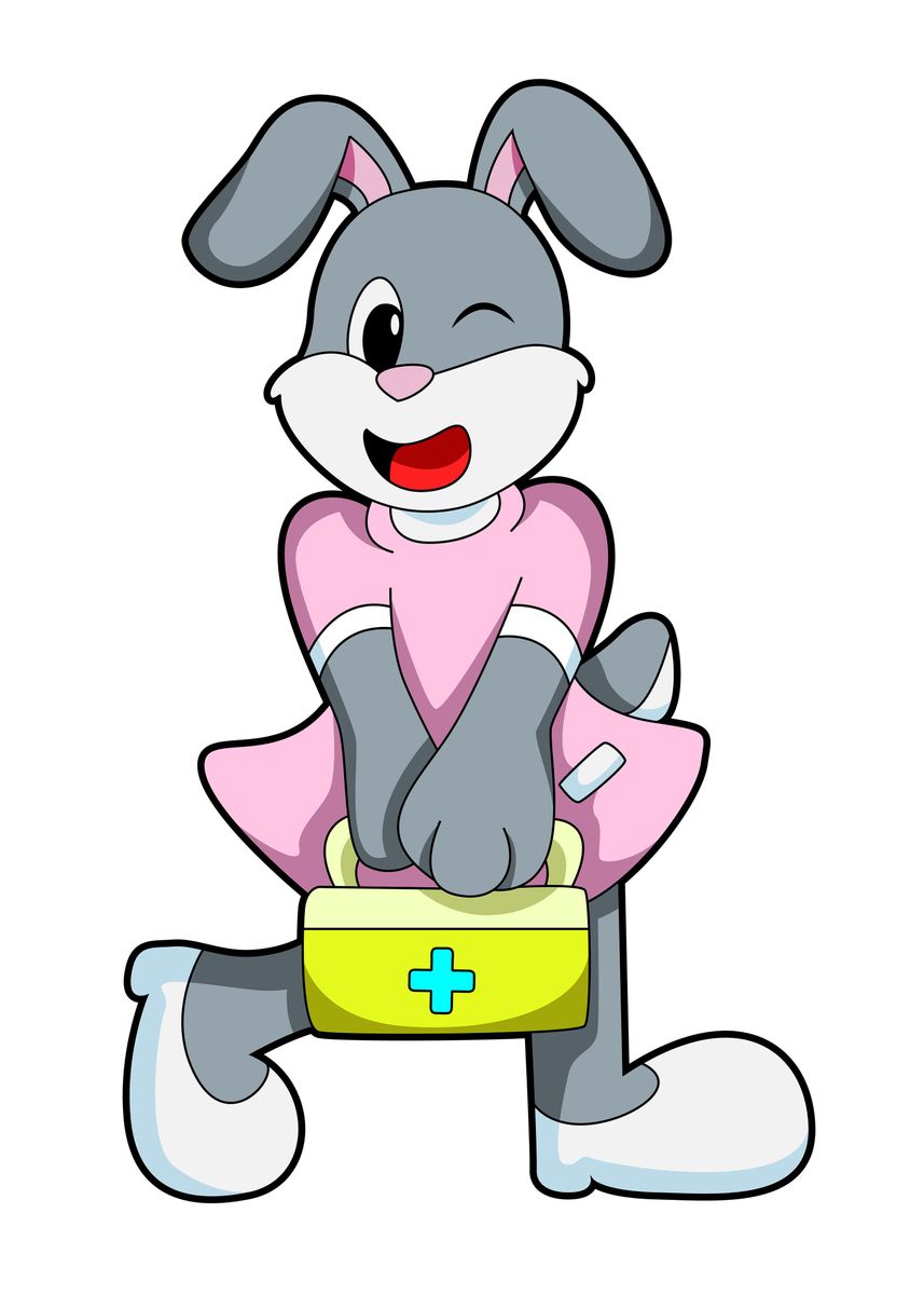 'Rabbit Nurse First Aid kit' Poster, picture, metal print, paint by ...