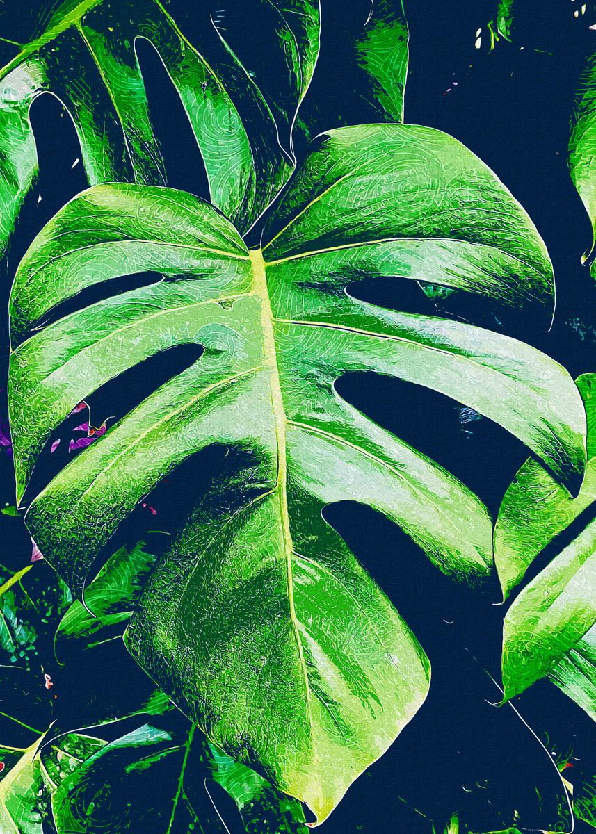 'Abstract Monstera Leaves 5' Poster by Colortrix | Displate