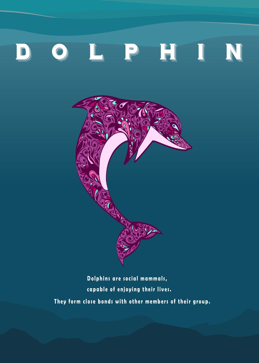 'Dolphin ' Poster, picture, metal print, paint by Eirene | Displate