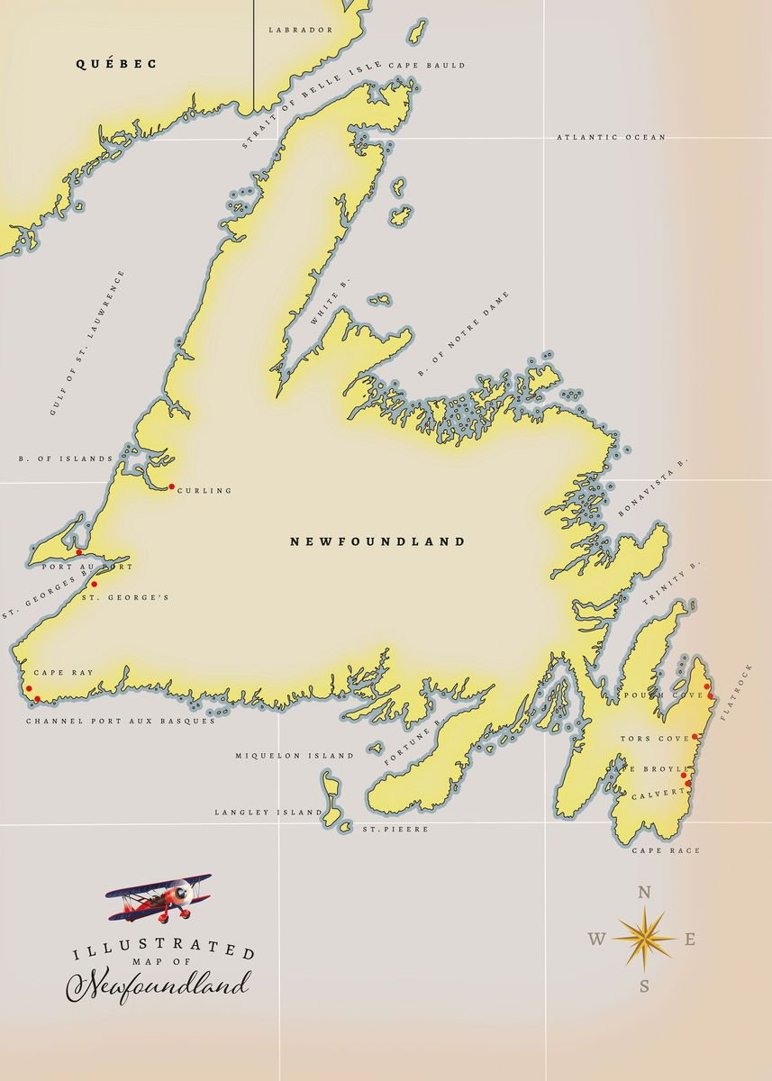 'Map of Newfoundland' Poster, picture, metal print, paint by David ...