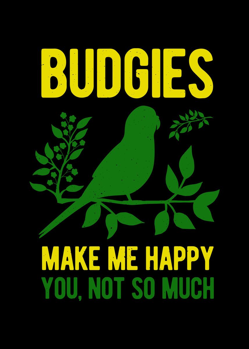 'Budgie Bird Funny' Poster, picture, metal print, paint by Visualz ...