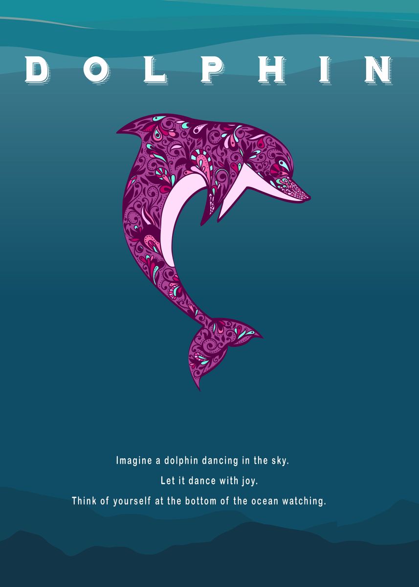'Dolphin ' Poster, picture, metal print, paint by Eirene | Displate