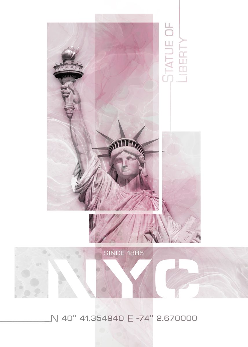 'Statue of Liberty pink' Poster, picture, metal print, paint by Melanie ...
