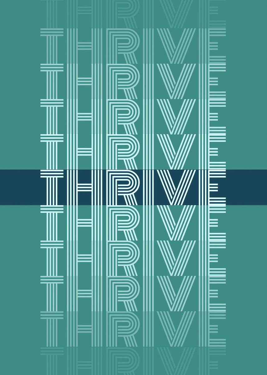 'Positive Word Thrive' Poster, picture, metal print, paint by ...